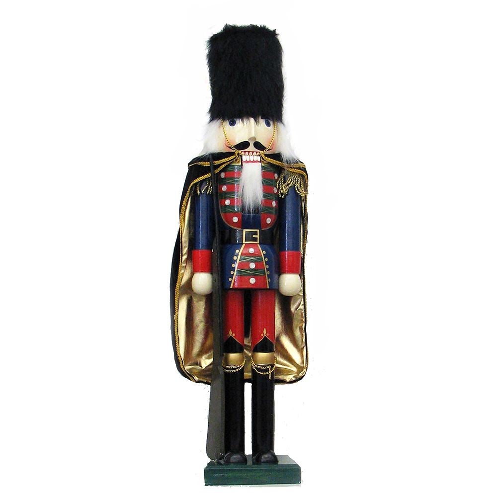 36" Nutcracker (Navy Blue) w/Cape | THE OUTER BANKS CHRISTMAS SHOP